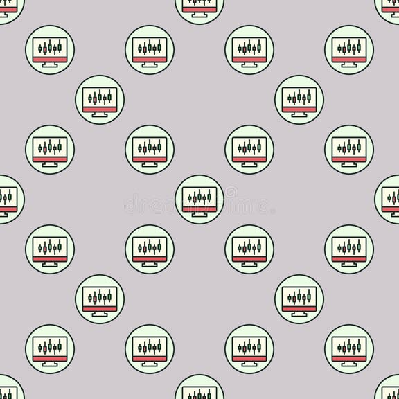 Computer and Candlestick Chartvector Trading Circle Shaped Colored ...