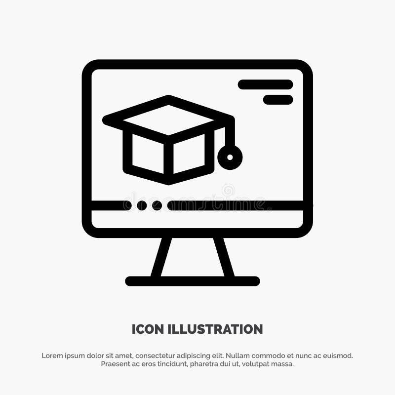 Computer, Cap, Education, Graduation Line Icon Vector Stock Vector ...