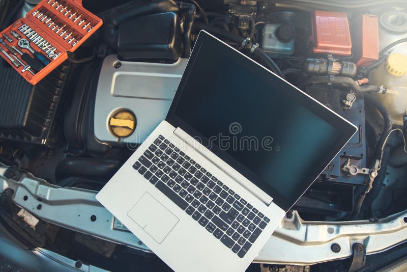 Computer Diagnostics of the Car Stock Photo - Image of garage, digital ...
