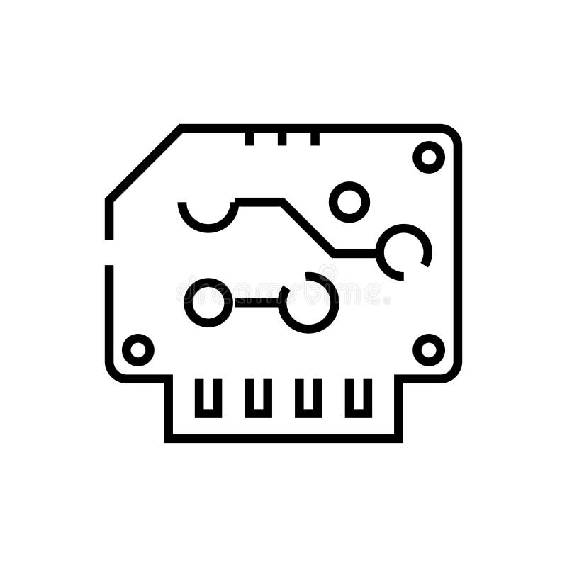 Computer Card Line Icon, Concept Sign, Outline Vector Illustration ...