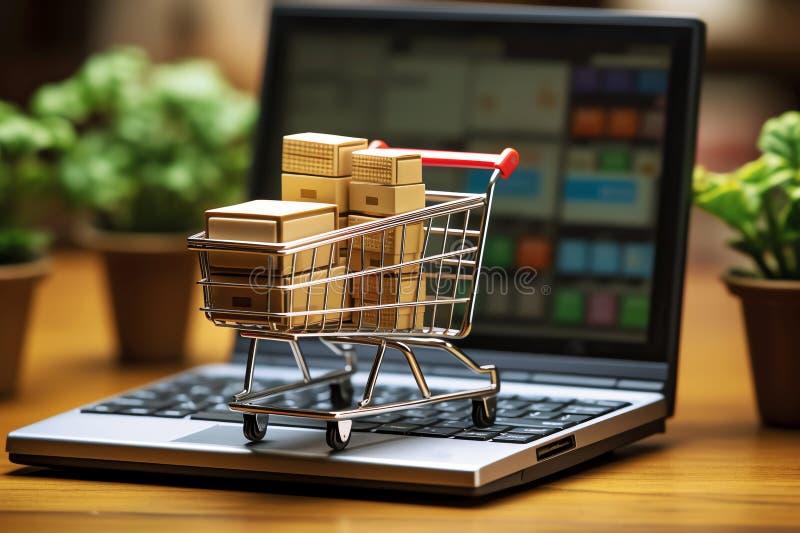 Computer and Cart, AI Generated Stock Illustration - Illustration of ...