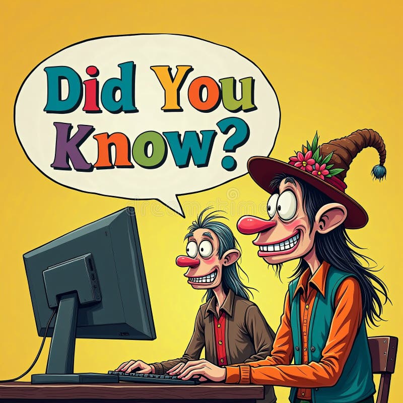 Computer Cartoon Sign Did You Know Useful Information Internet Web ...