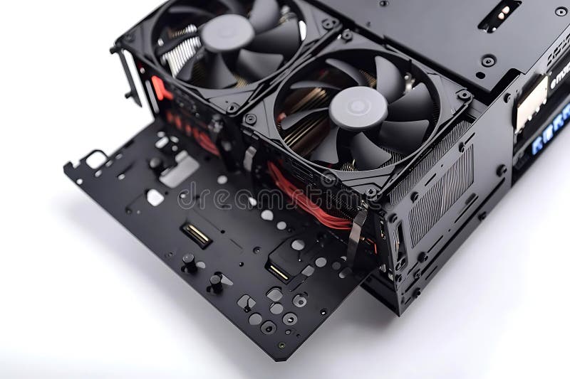 A Computer Case with a Black Fan Inside Stock Image - Image of ...