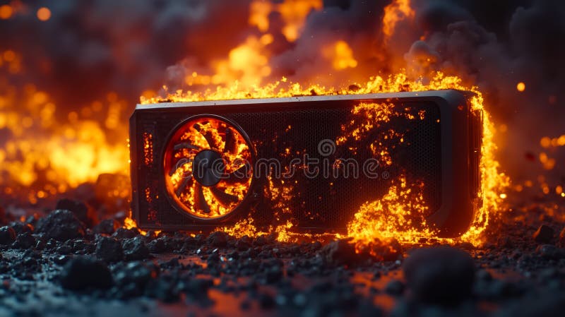 A Computer Case on Fire with Smoke Coming Out of it Stock Image - Image ...