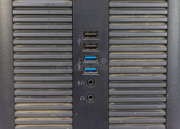 Computer Case Front Panel Front Panel with USB and Audio Ports Stock ...