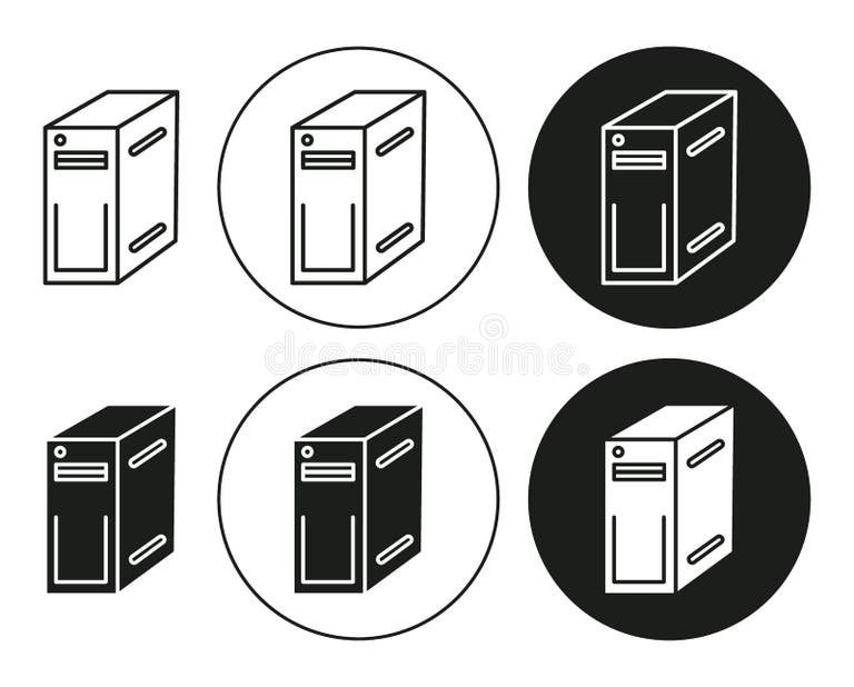 Computer Case Linear Thin Line Icon Graphics. Computer Case Vector Set ...