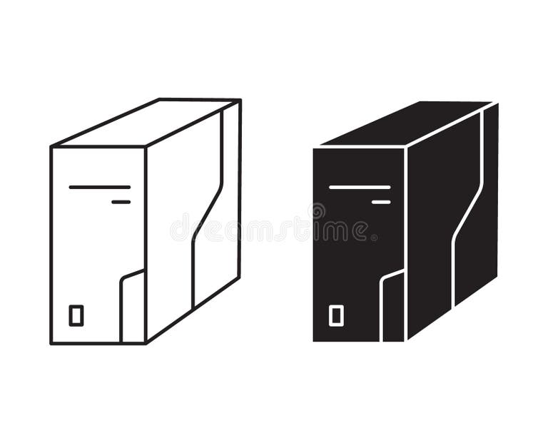 Computer Case Linear Thin Line Icon Graphics. Computer Case Vector Set ...