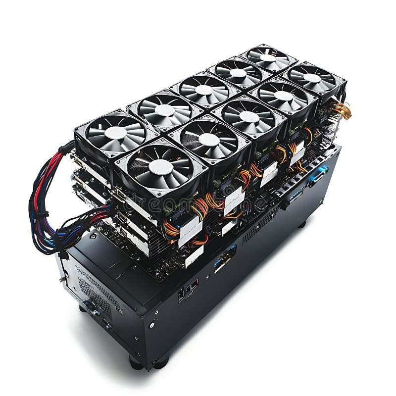 A Computer Case with a Lot of Fans and a Lot of Wires Stock ...