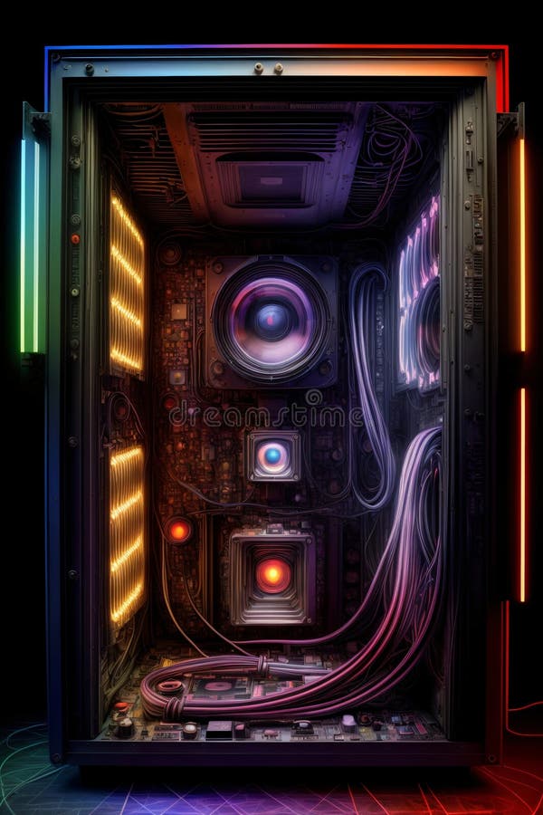 A Computer Case with a Lot of Wires Inside of it. Generative AI Stock ...