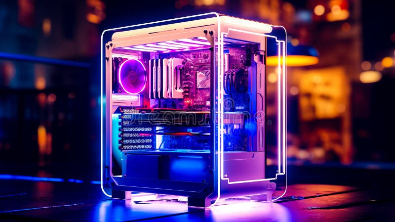 Computer Case Sitting on Top of Wooden Table Next To Window. Generative ...