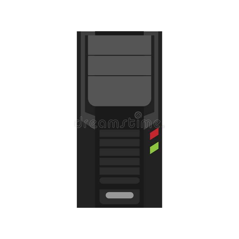 Computer Case Vector Icon PC Desktop Tower. Technology Server Stock ...