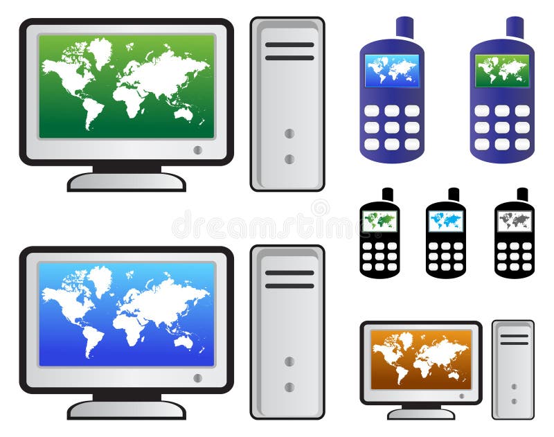 Computer and cell stock vector. Illustration of atlas - 20431116