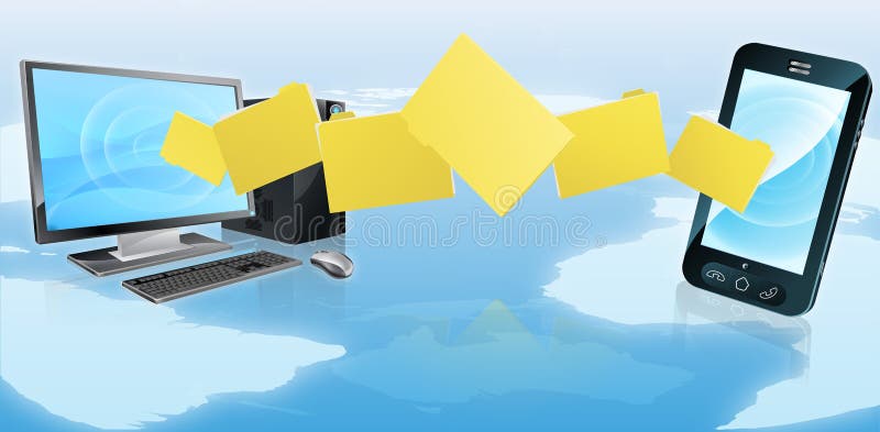 Computer and Mobile Phone Sync Stock Vector - Illustration of computer ...