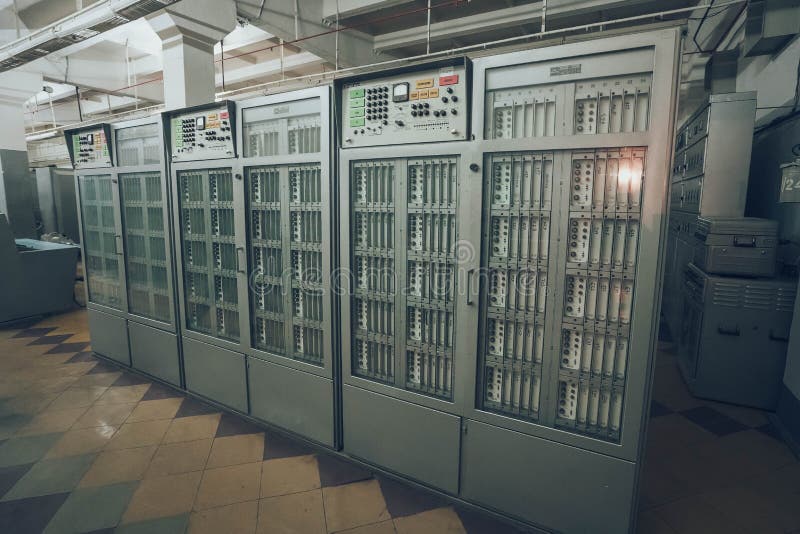 Computer Center Cabinets from the Soviet Union Times. Computer of the ...