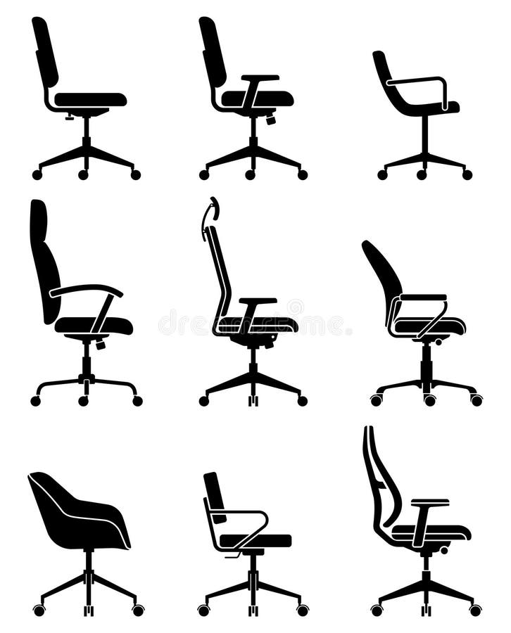 Computer Chair Silhouette Side View Stock Illustration - Illustration ...