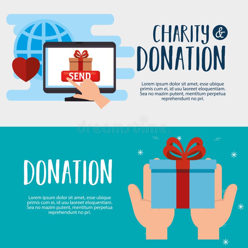 Computer with Charity Donation Online Stock Vector - Illustration of ...