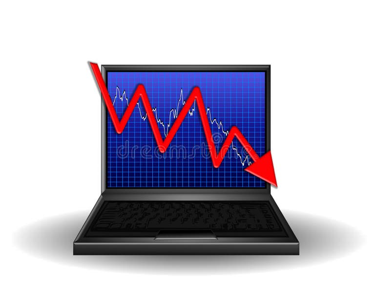 Computer Chart Losing Profits Stock Illustration - Illustration of ...
