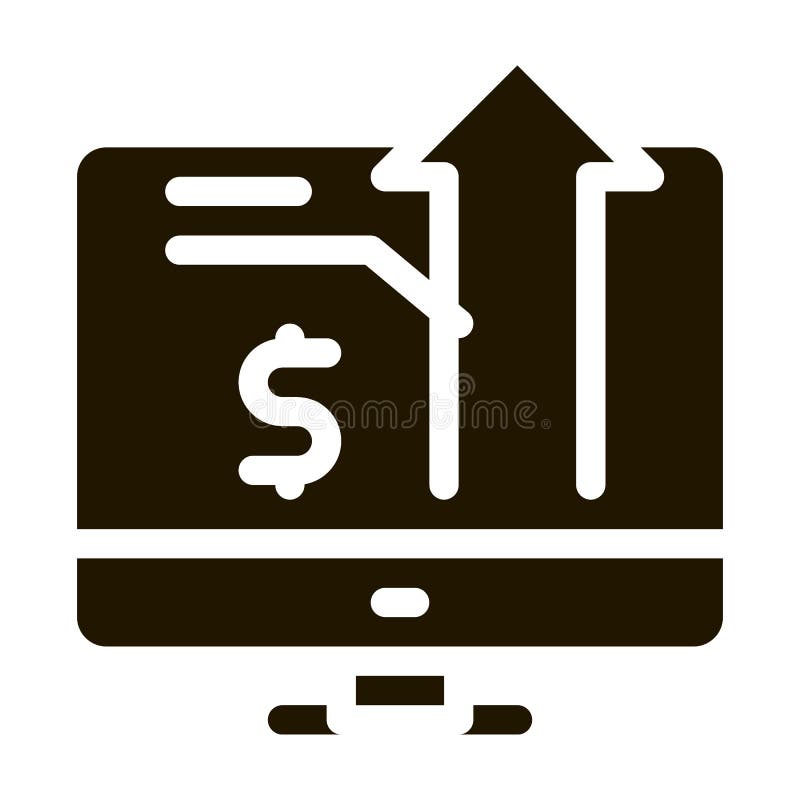 Computer Chart of Money Up Growth Icon Vector Glyph Illustration Stock ...