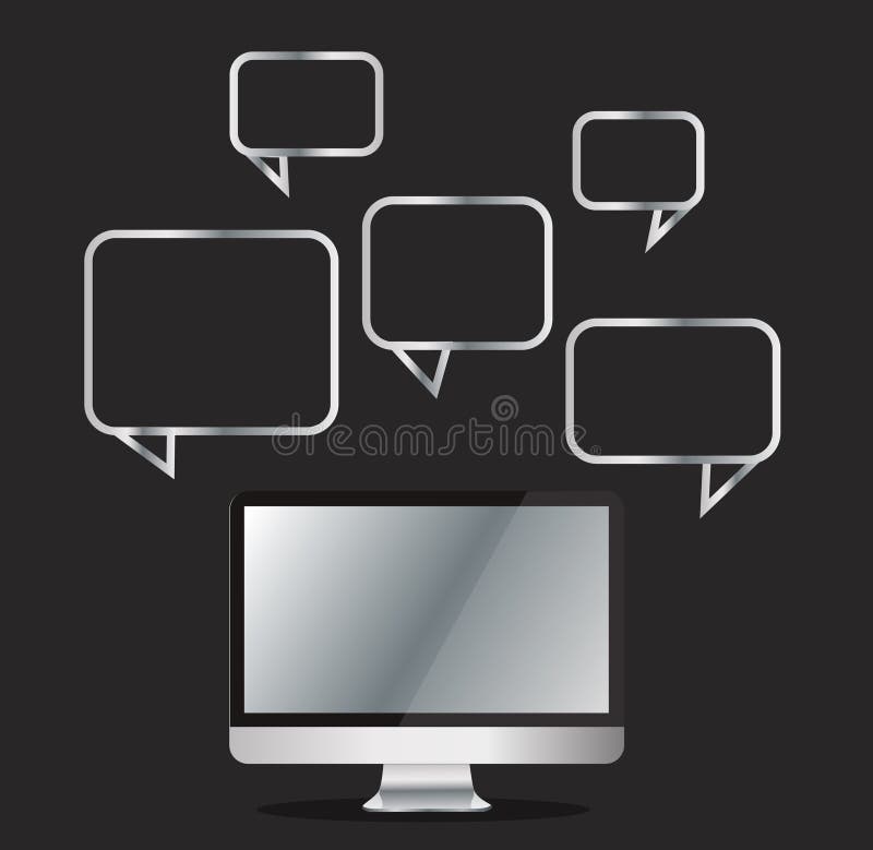Computer with Chat Box Background Stock Vector - Illustration of ...