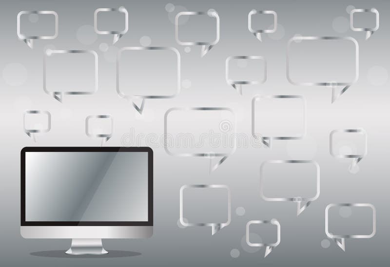 Computer with Chat Box Background Stock Vector - Illustration of ...