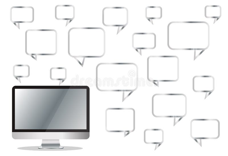Computer with Chat Box Background Stock Vector - Illustration of ...