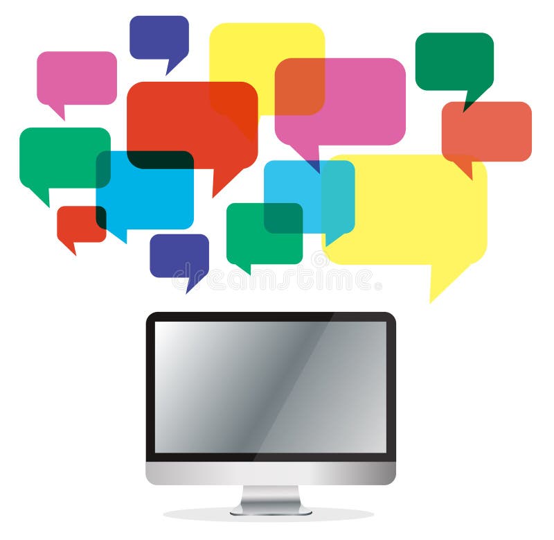 Computer with Chat Box , Message Box Communication Background Stock ...