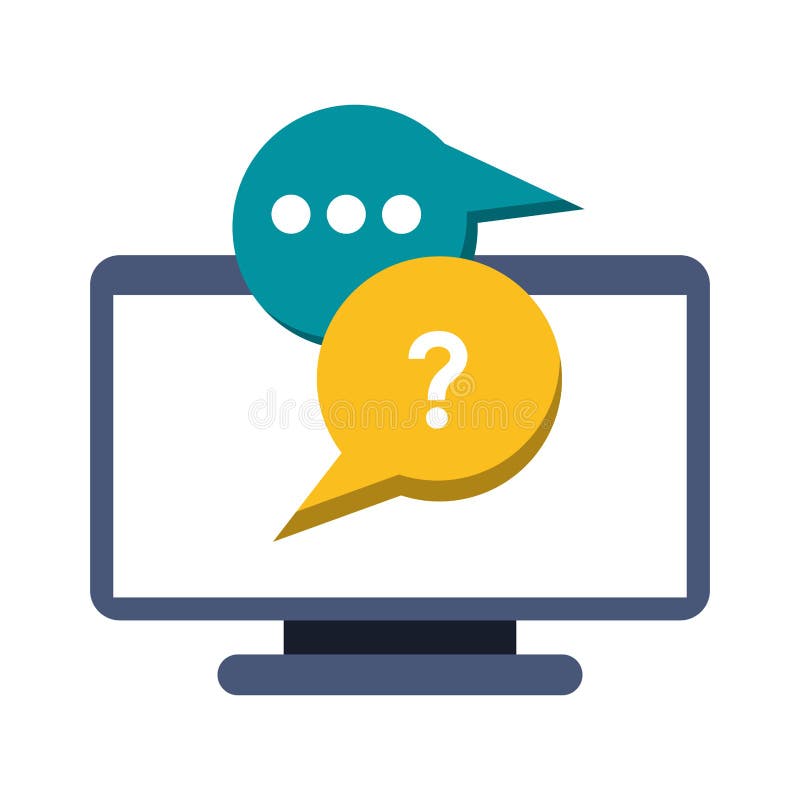 Computer with chat bubbles stock vector. Illustration of application ...