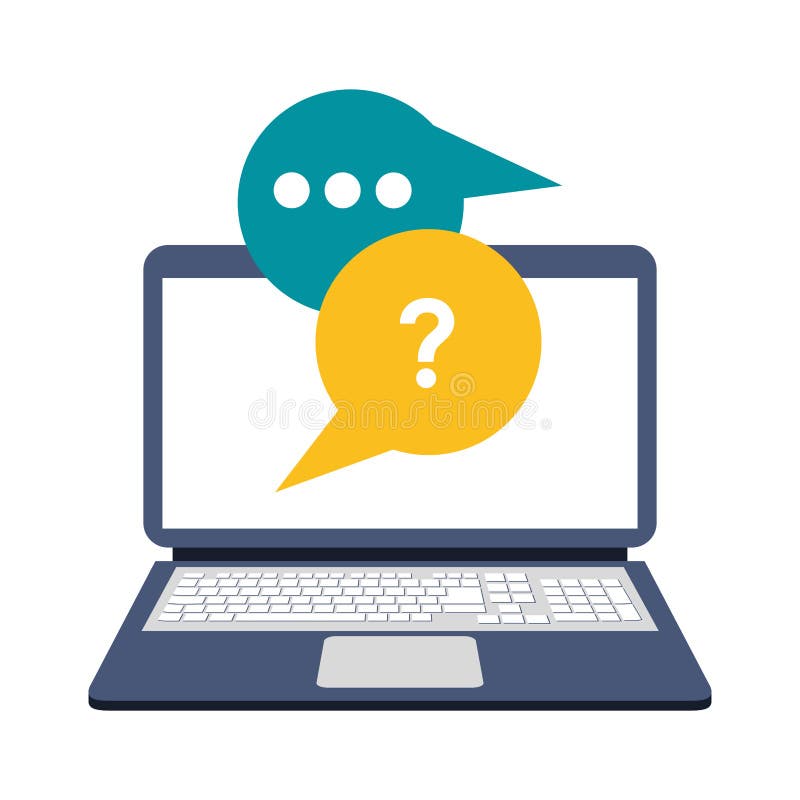 Computer with chat bubbles stock vector. Illustration of screen - 136902680