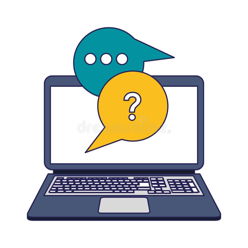 Computer with chat bubbles stock vector. Illustration of message ...