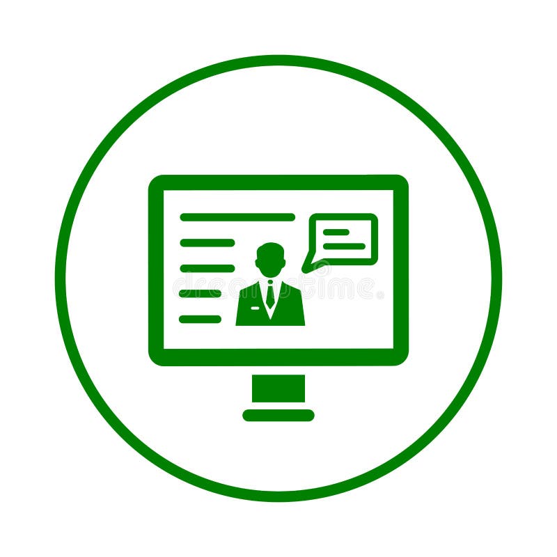 Computer, Chat, Conversation Icon. Green Vector Sketch Stock Vector ...