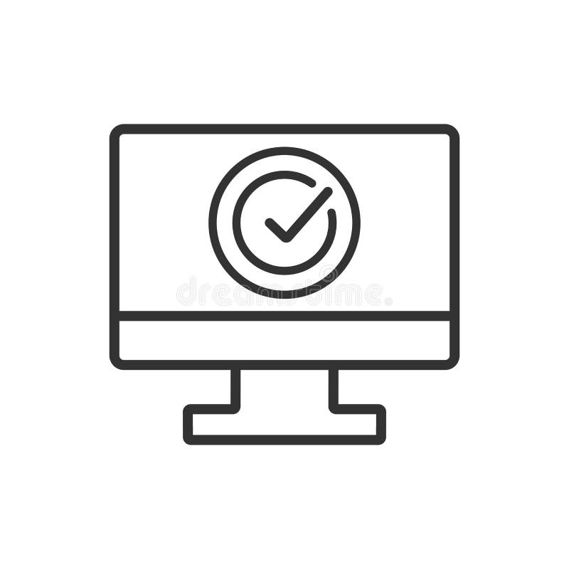 Computer Check Mark Outline Icon Vector Linear Illustration Stock ...