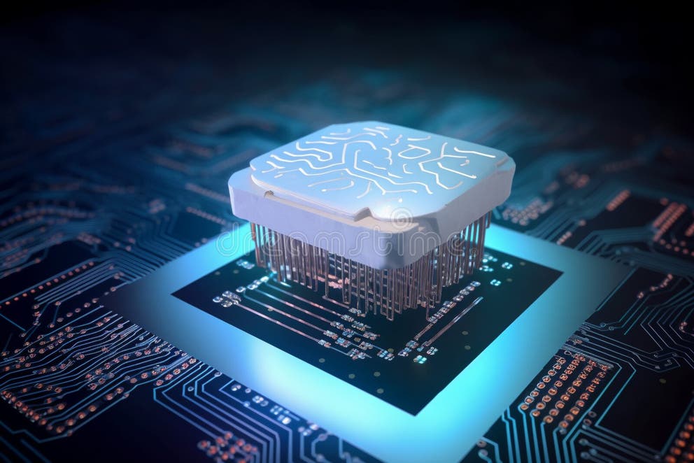 Computer Chip in Abstract Shape of Brain. Artificial Intelligence Neural Networks Brain Concept ...