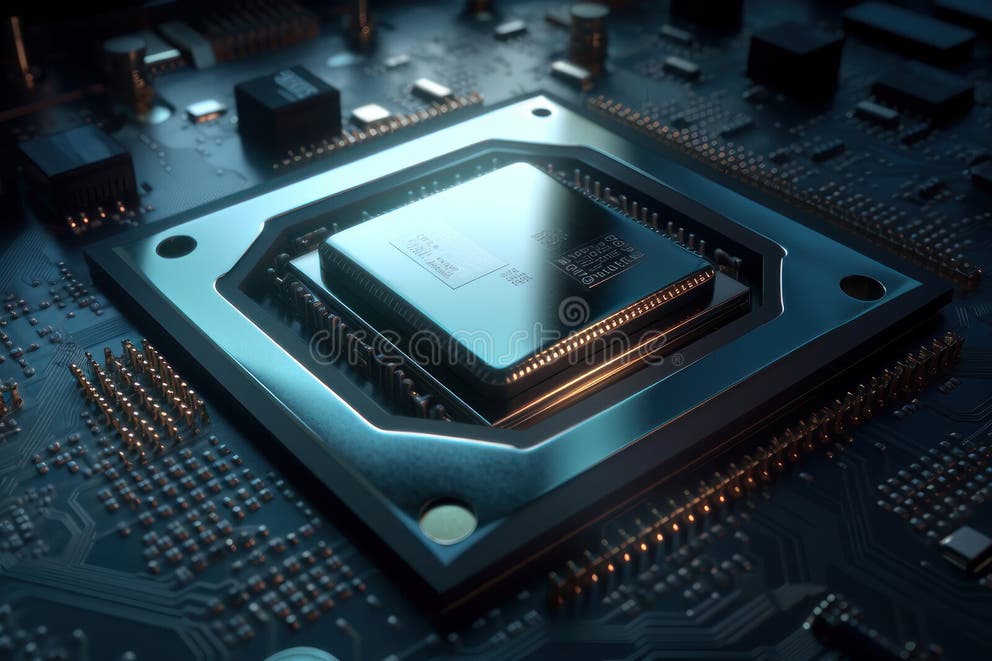 Computer Chip. AI Generative Stock Illustration - Illustration of ...