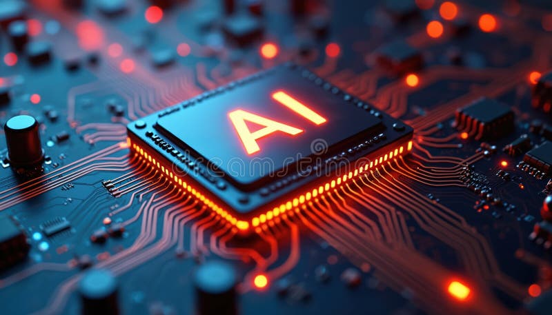 Computer Chip with AI Inscription on Circuit Board. Artificial ...