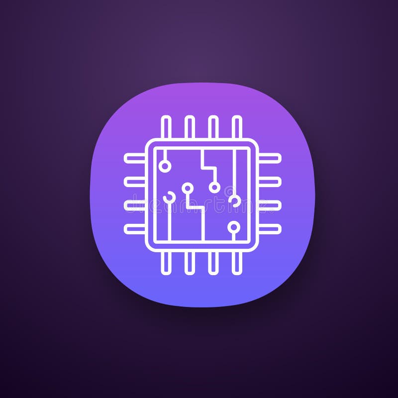 Computer chip app icon stock vector. Illustration of linear - 175455656