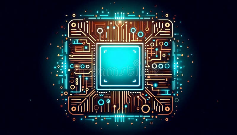 A Computer Chip with a Blue Light on it. the Chip is Surrounded by a ...
