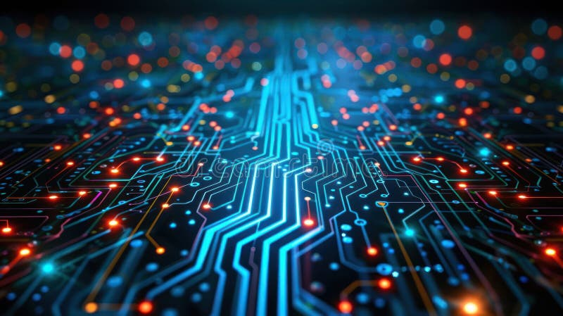 A Computer Chip with a Blue Line Running through it Stock Illustration ...