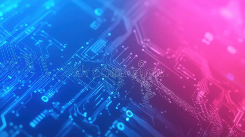 A Computer Chip with Blue and Pink Colors Stock Illustration ...