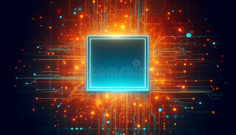 A Computer Chip with a Blue Square in the Middle. the Chip is ...