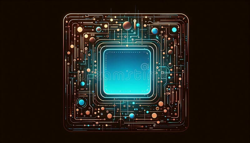 A Computer Chip with a Blue Square in the Middle. the Blue Square is ...