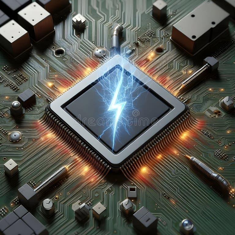 Computer chip on a board stock illustration. Illustration of ...