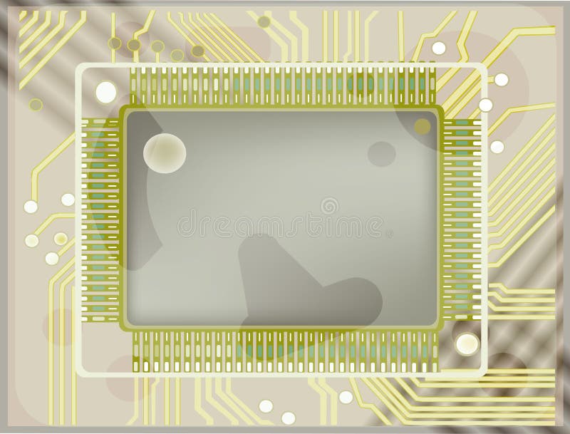 Computer Chip on Board Illustration Stock Vector - Illustration of ...