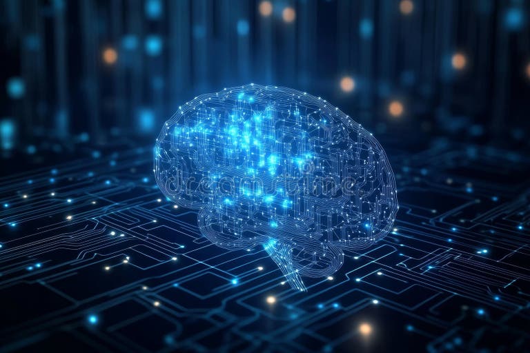 A Computer Chip with a Brain on it Stock Illustration - Illustration of ...