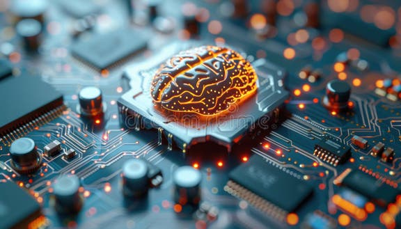 A Computer Chip with a Brain on Top Acts As the Central Processing Unit ...