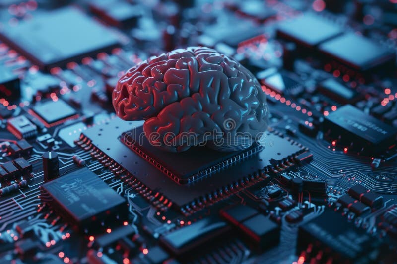 A Computer Chip with a Brain on Top of it Stock Photo - Image of ...