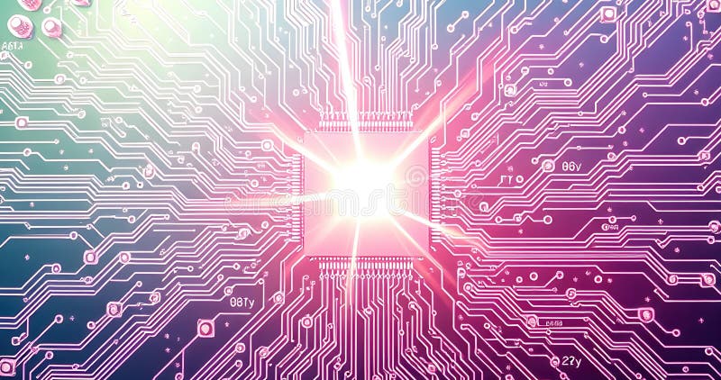 Computer Chip with a Bright Light Shining on it Stock Illustration ...