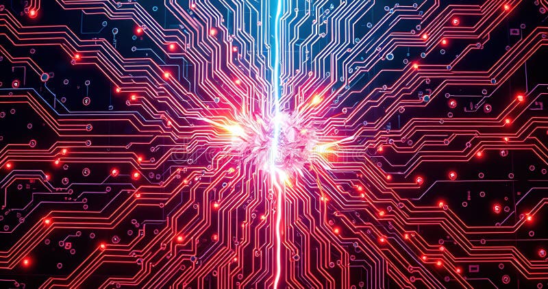 Computer Chip with a Bright Light Shining on it Stock Illustration ...