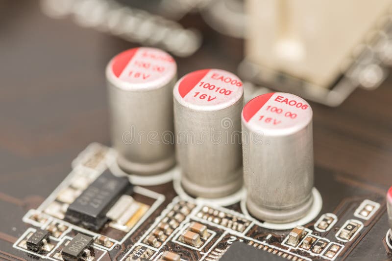Resistors on motherboard stock photo. Image of transistors - 35396758