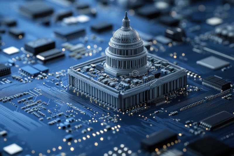 A Computer Chip with a Capitol Building on it Stock Illustration ...