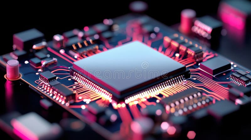 A Computer Chip in a Circuit Board. Stock Image - Image of central ...